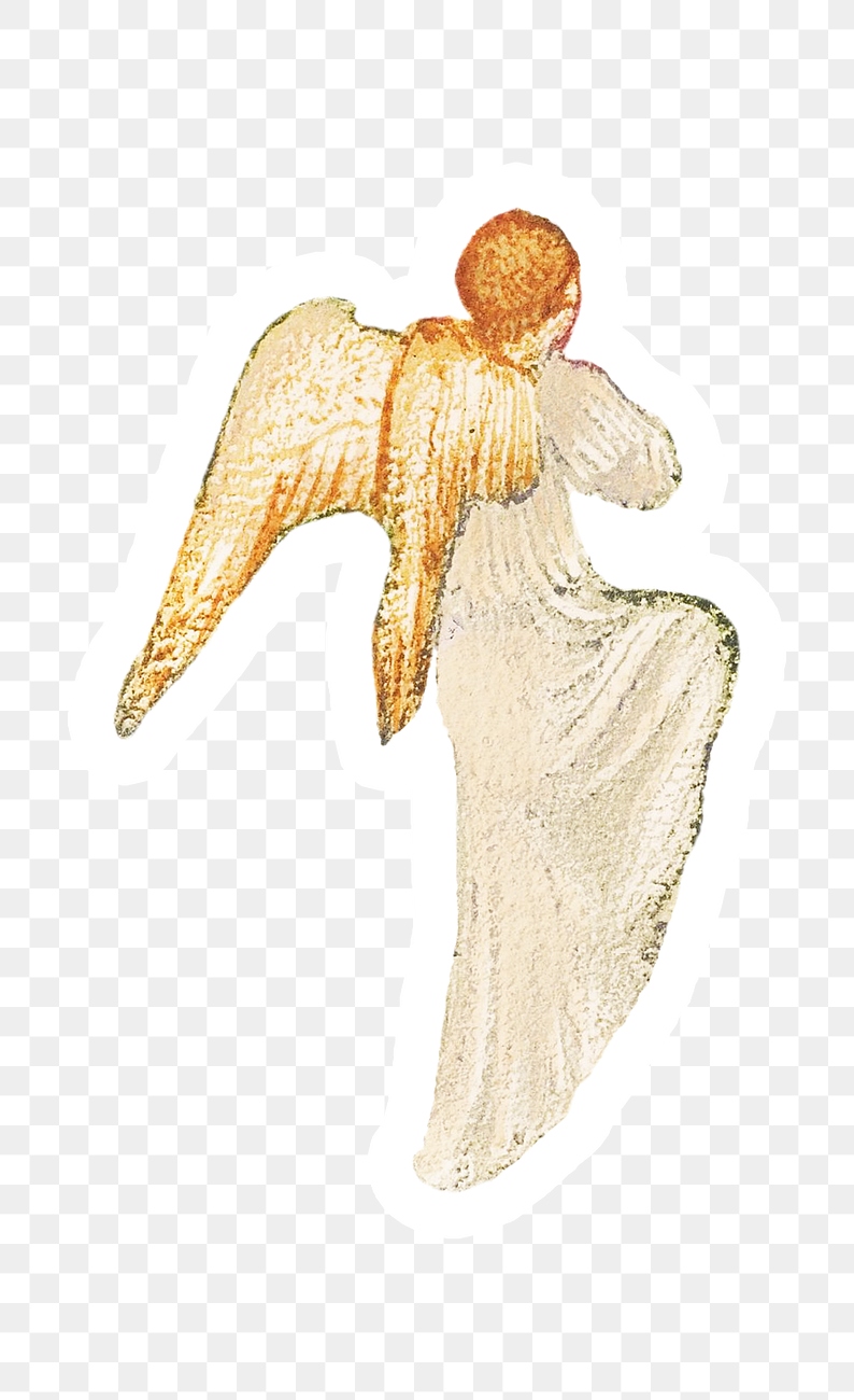 Vintage angel illustration sticker with white | Free PNG Sticker - rawpixel