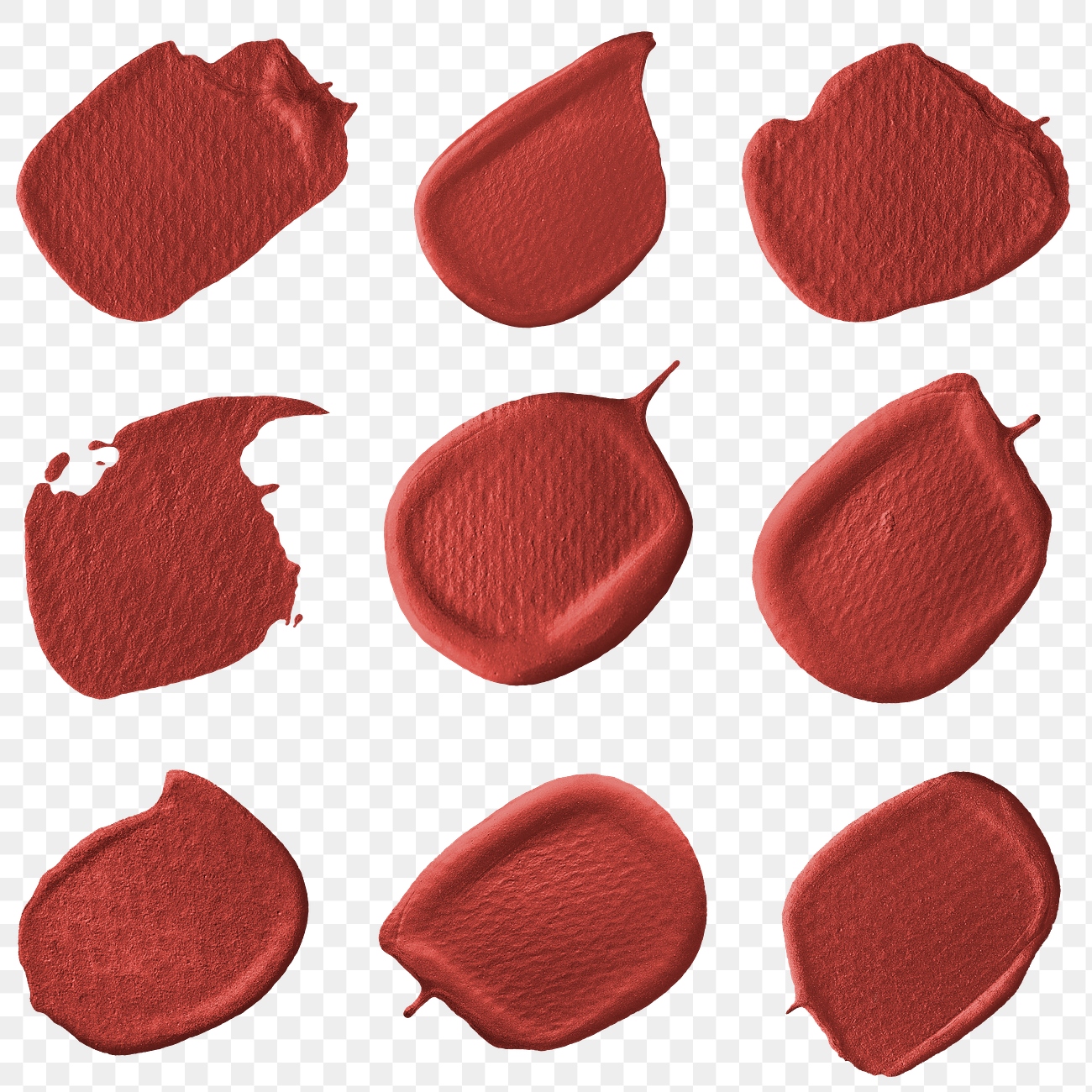 Deep red oil paint set png