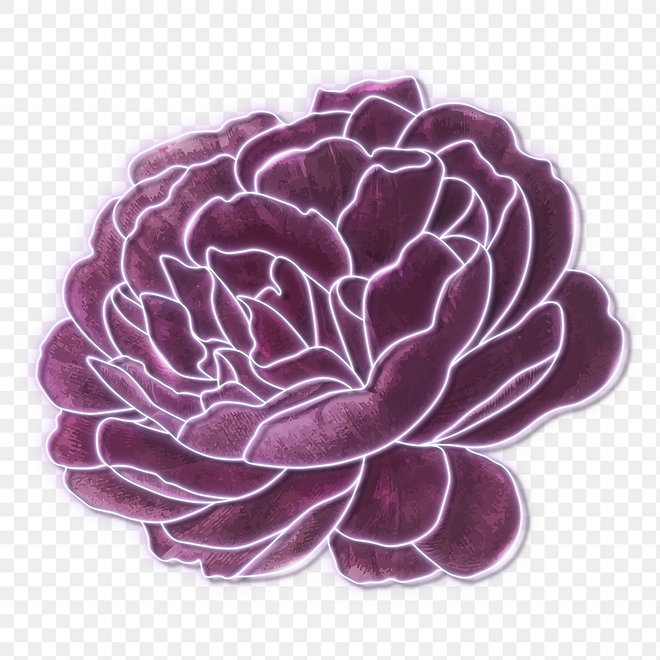 Neon purple rose png | Free stock illustration | High Resolution graphic