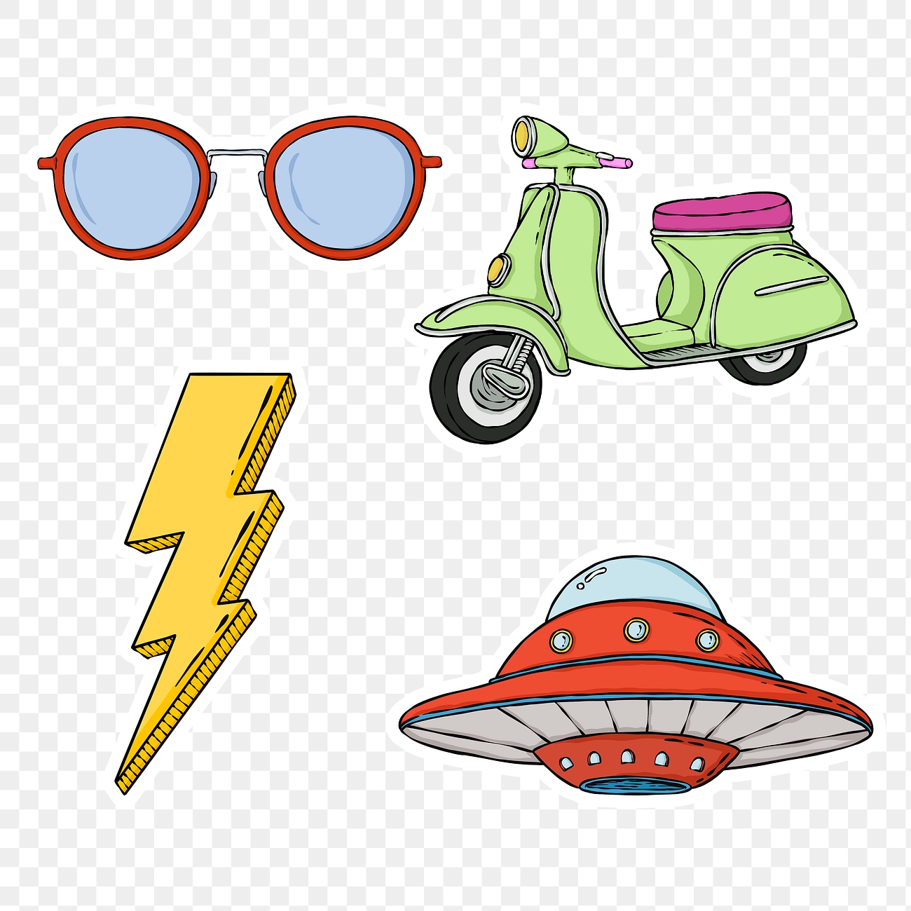 Funky retro png stickers set | Free PNG Sticker - rawpixel