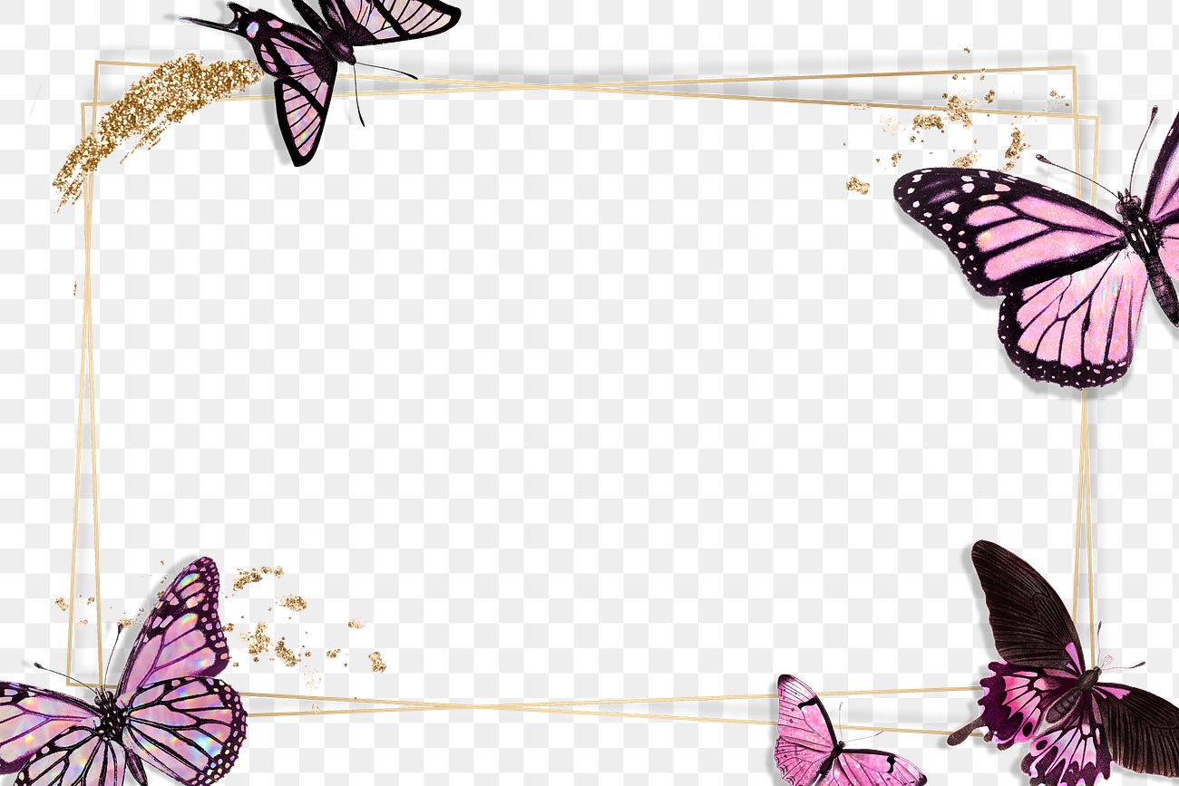 Rectangle pink butterfly frame design element | Free stock illustration ...