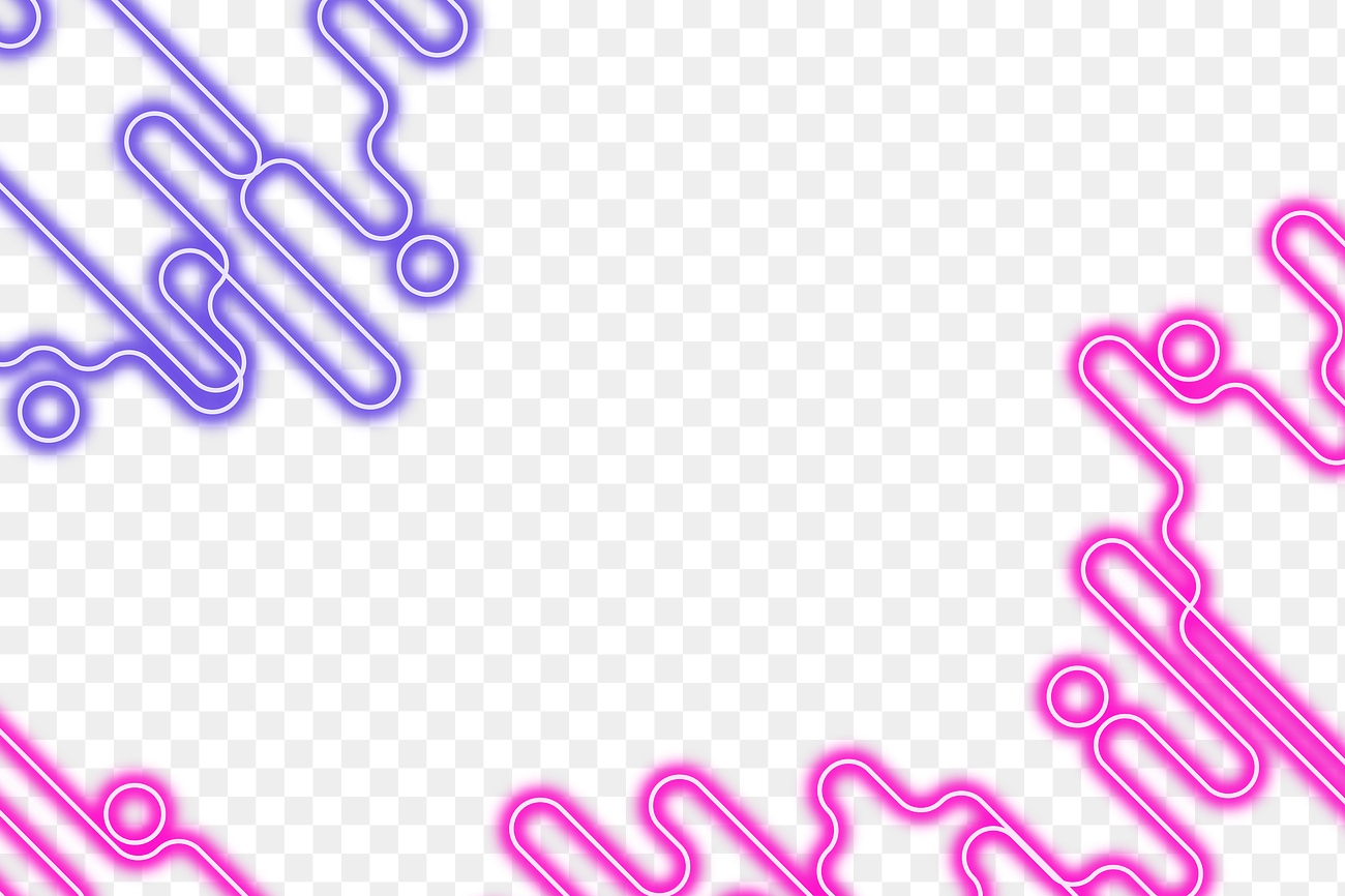 Pink and purple neon abstract border design element