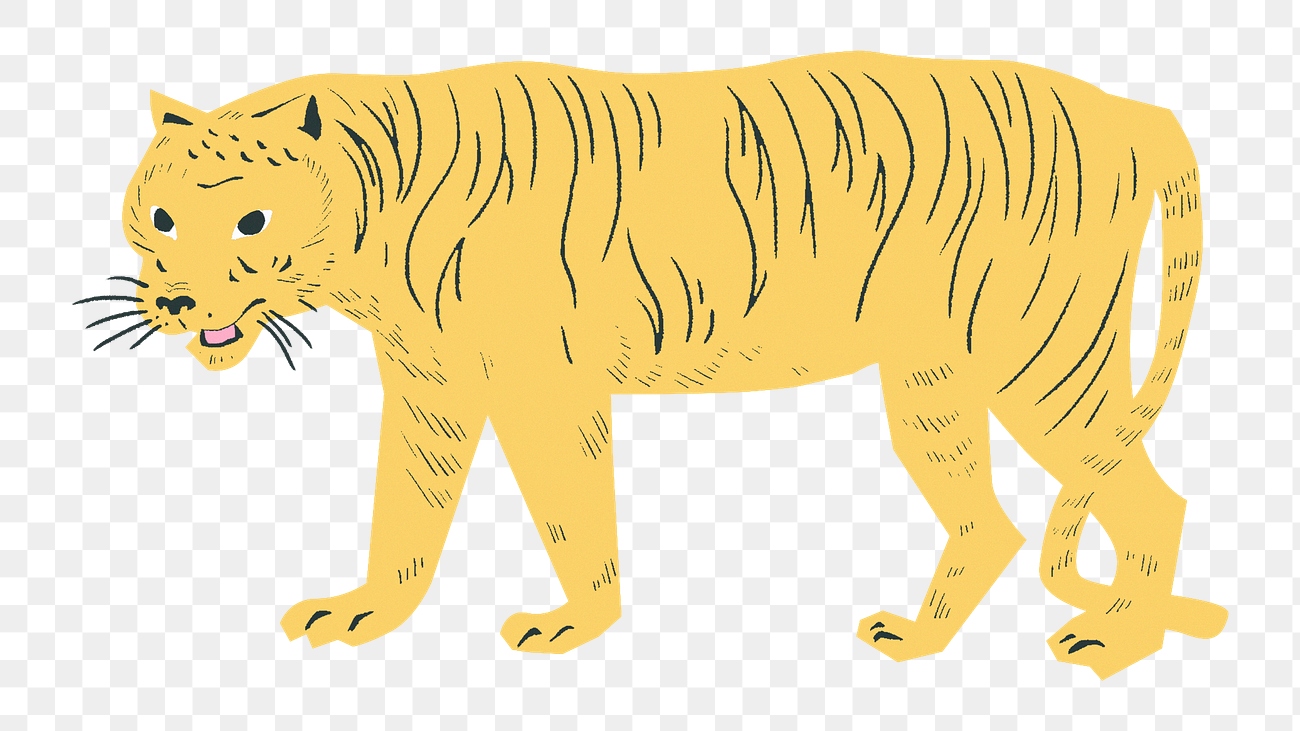 Yellow tiger png sticker vintage | Free PNG Sticker - rawpixel