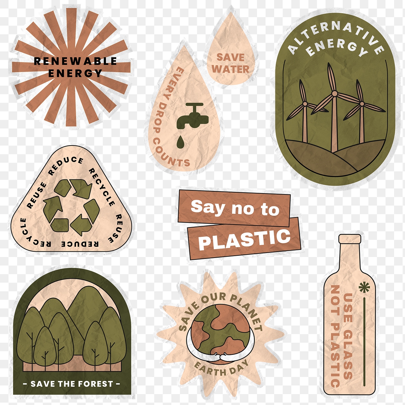 Png save environment sticker set | Premium PNG Sticker - rawpixel