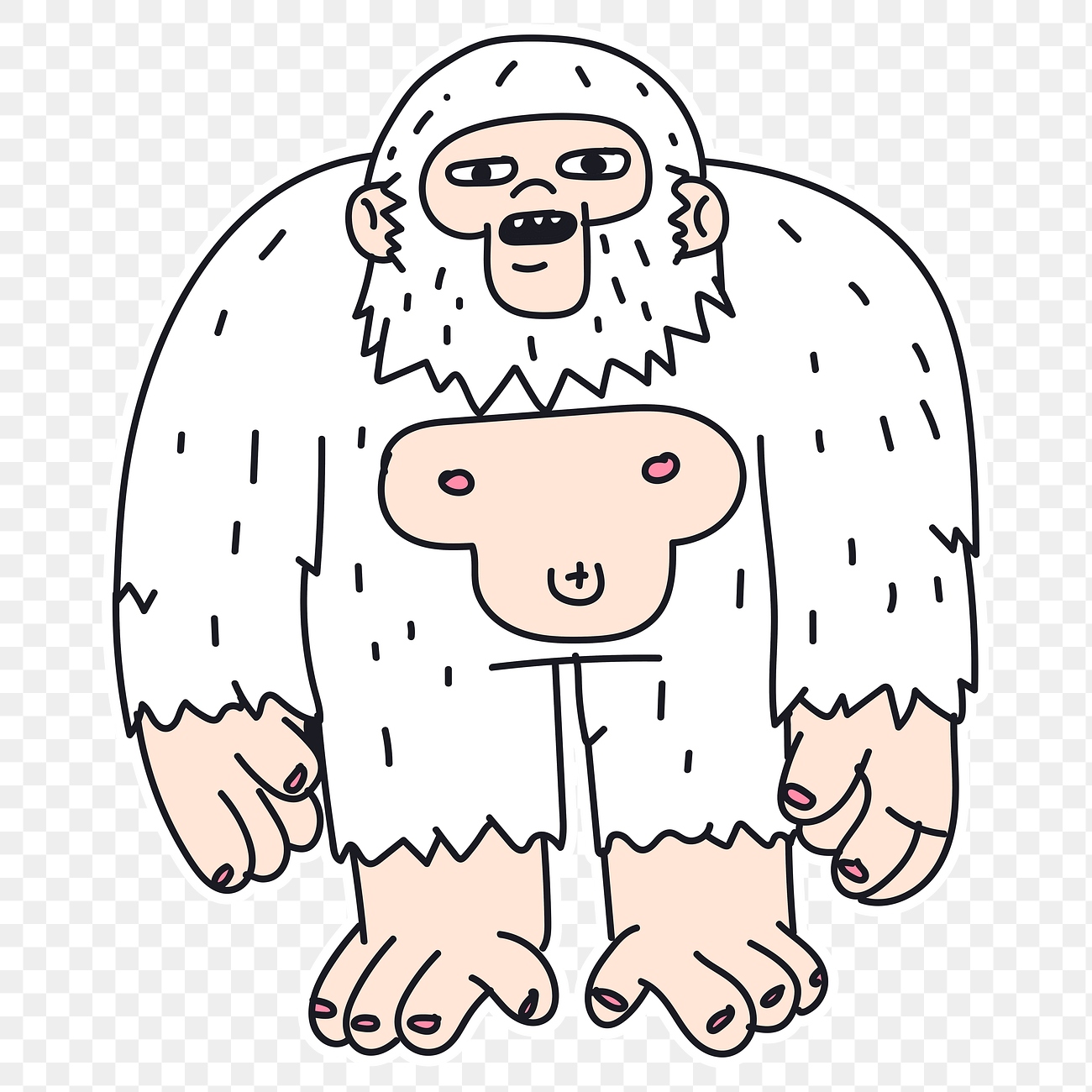 Cute Yeti monster character sticker png