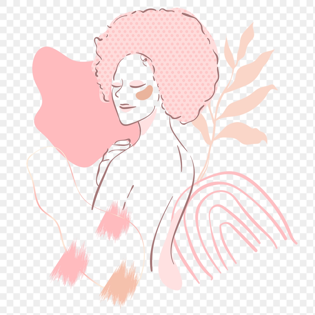 Pink feminine line art design element