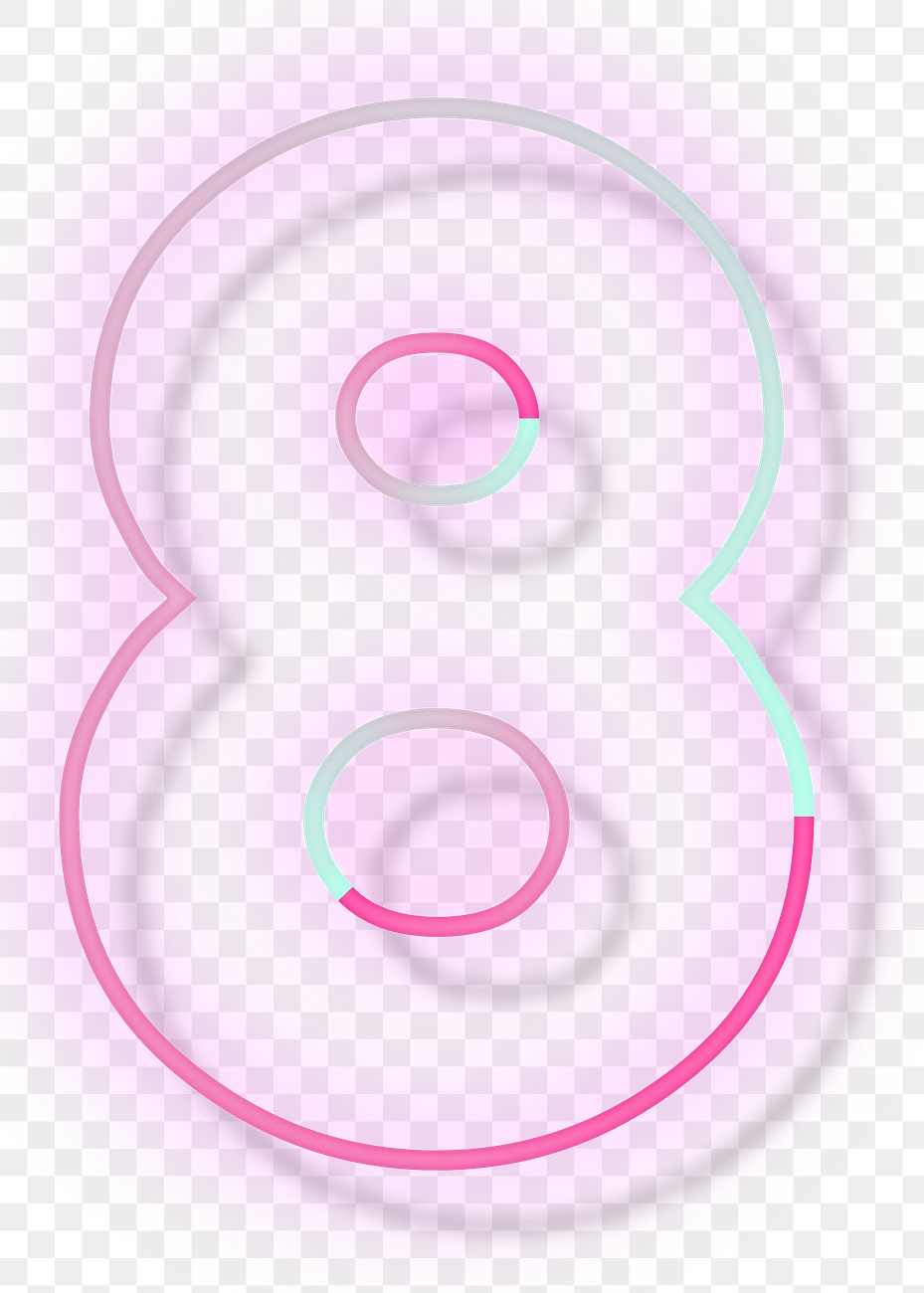Number 8 pink neon font | Free PNG Sticker - rawpixel