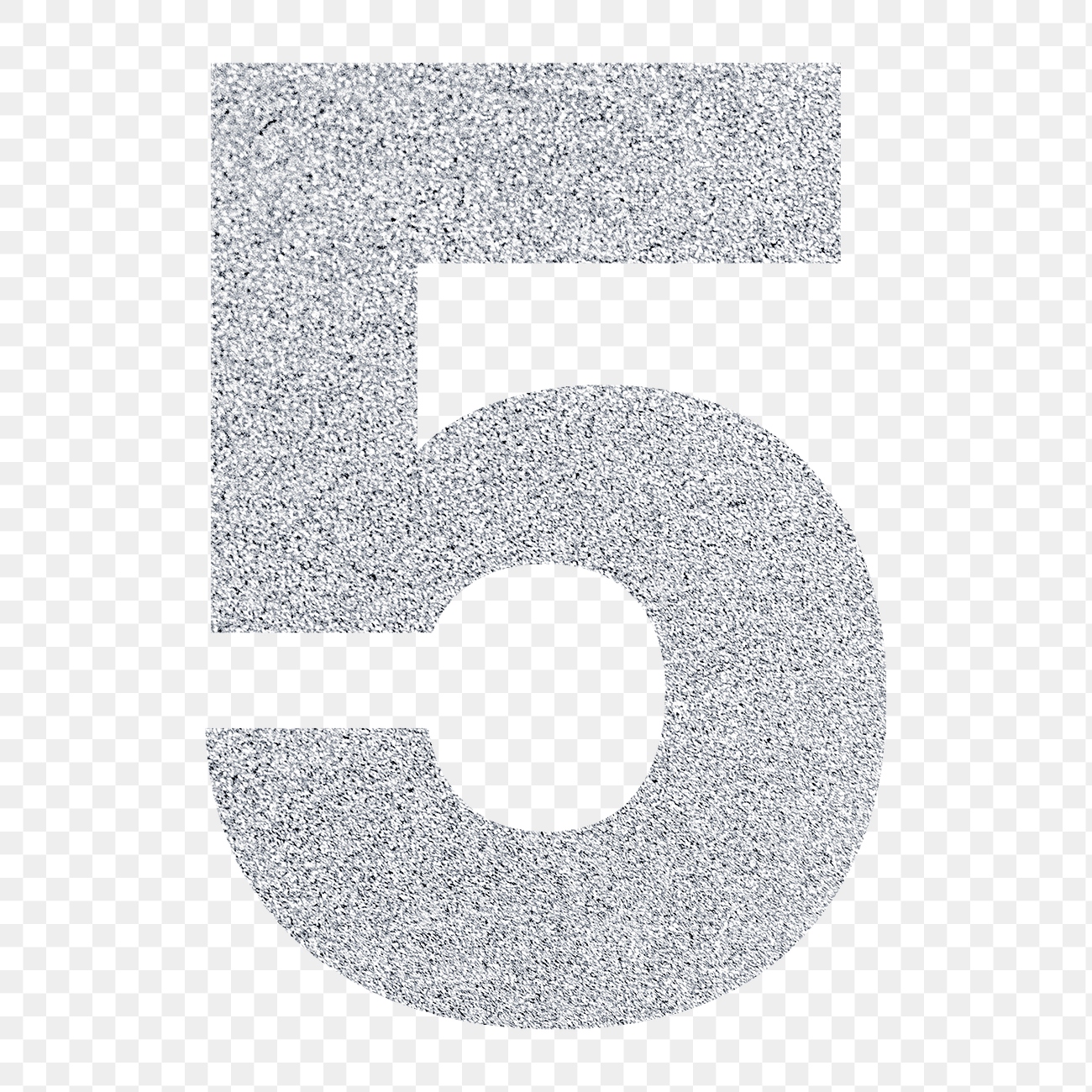 Number 5 glitter typography