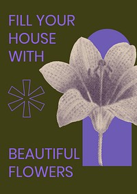 Flower quote poster template, halftone | Premium Editable Template ...