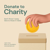 Donate charity Instagram post template, | Premium Editable Template ...