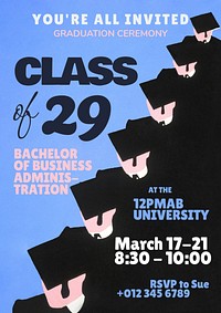 Graduation commencement invitation poster template, | Premium Editable ...