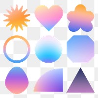 PNG gradient shape element set, | Premium PNG - rawpixel
