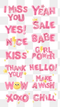 Fuzzy pink words png cut | Premium PNG - rawpixel