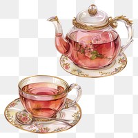 PNG Elegant floral tea set | Free PNG - rawpixel