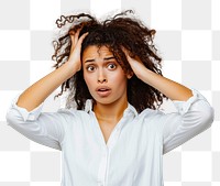 PNG Surprised woman messy hair | Premium PNG - rawpixel