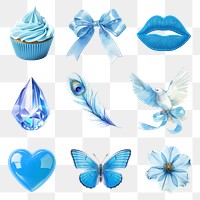 PNG blue aesthetic design element | Premium PNG - rawpixel