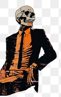 PNG Silkscreen paper skeleton businessman | Free PNG - rawpixel