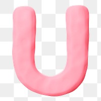 Letter U png pink clay | Free PNG - rawpixel