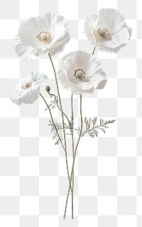 PNG white poppies poppy flowers | Free PNG - rawpixel