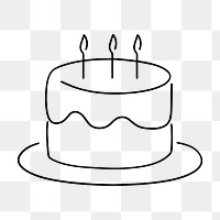 Birthday cake png, minimal line | Premium PNG - rawpixel