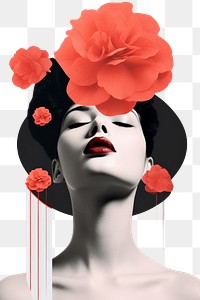 PNG Girl power portrait flower | Free PNG - rawpixel