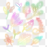 Png glowing botanical sign set | Premium PNG - rawpixel