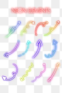 Neon arrows sign set design | Premium PNG - rawpixel