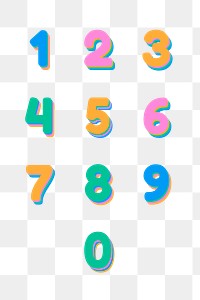 Png number set colorful font | Free PNG - rawpixel