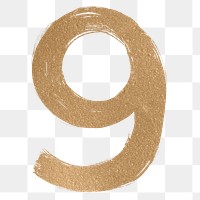 Transparent gold number 9 brushed | Premium PNG Sticker - rawpixel