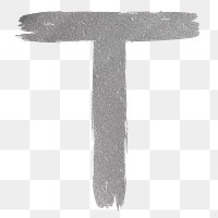 Transparent letter t silver brush | Premium PNG Sticker - rawpixel
