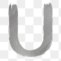 Transparent letter u silver brush | Premium PNG Sticker - rawpixel