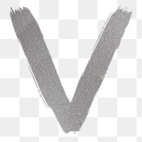 Transparent letter v silver brush | Free PNG Sticker - rawpixel