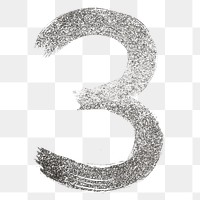 Silver glitter 3 number png | Premium PNG Sticker - rawpixel