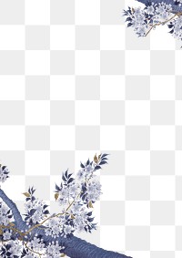 Indigo blue floral frame design | Premium PNG - rawpixel
