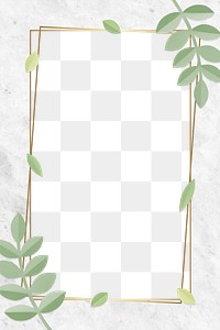 Leafy rectangle golden frame design | Premium PNG - rawpixel