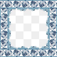 Floral patterned square frame navy | Premium PNG - rawpixel