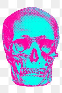 Hand drawn funky skull halftone | Free PNG Sticker - rawpixel