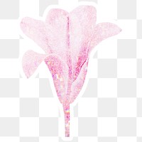 Pink holographic lily sticker white | Premium PNG Sticker - rawpixel
