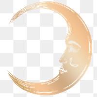 Golden crescent moon face sticker | Premium PNG Sticker - rawpixel