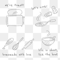 Cute cooking utensils doodle stickers | Premium PNG - rawpixel