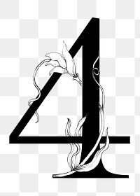 Png number 4 font floral | Free PNG Sticker - rawpixel