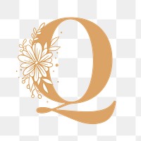 Letter Q script png floral | Premium PNG Sticker - rawpixel