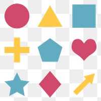 Colorful flat geometric shapes set | Premium PNG - rawpixel