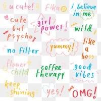 Cute pastel doodle typography design | Premium PNG - rawpixel