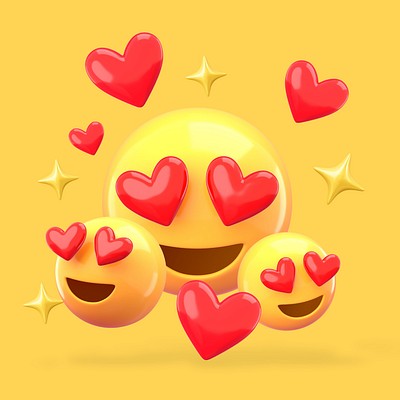 3D heart-eyes emoticons, love illustration | Premium Photo - rawpixel