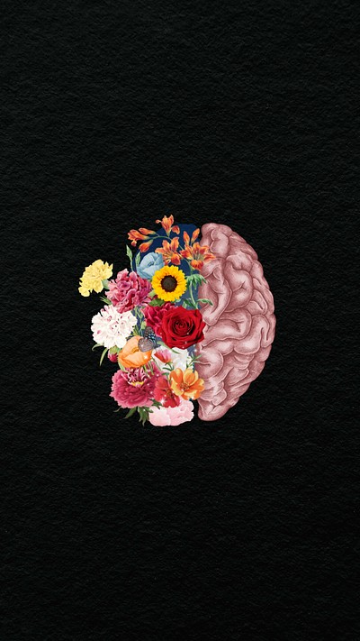 Floral human brain mobile wallpaper, | Premium Collage Maker - rawpixel