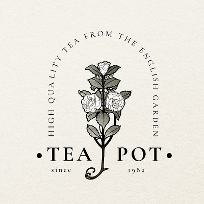Tea cafe editable logo template, | Free Logo Maker - rawpixel