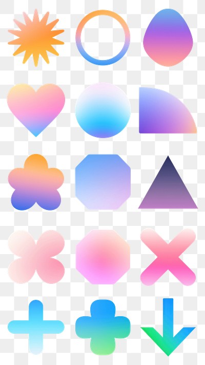 PNG gradient shape element set, | Premium PNG - rawpixel