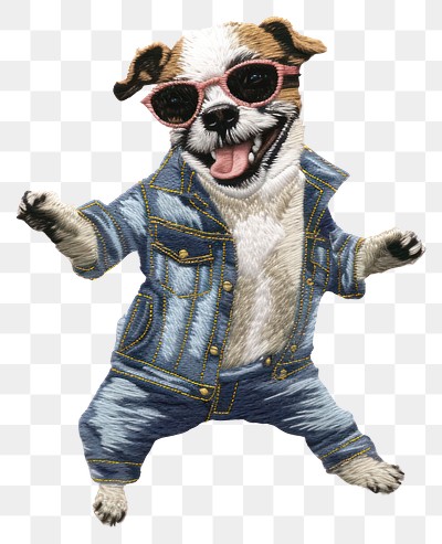 PNG Dog dancing embroidery style | Premium PNG - rawpixel