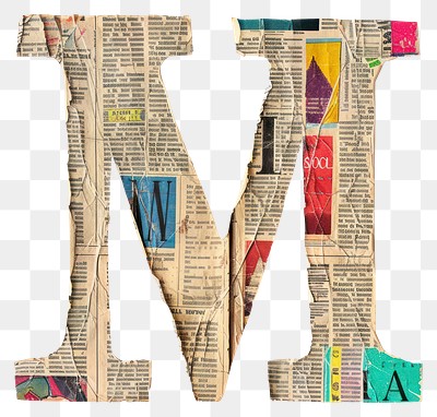 Magazine paper letter M collage | Premium PNG - rawpixel